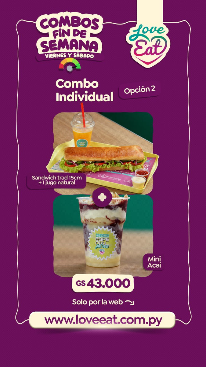 Combo individual Opción 2 – Love Eat Sándwich & Salad Bar